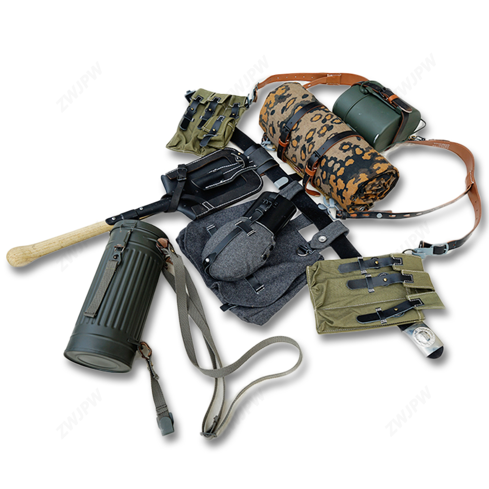 二战MP40/P38帆布装备组 Y带 水壶饭盒A架锹雨披帐篷布高端复刻